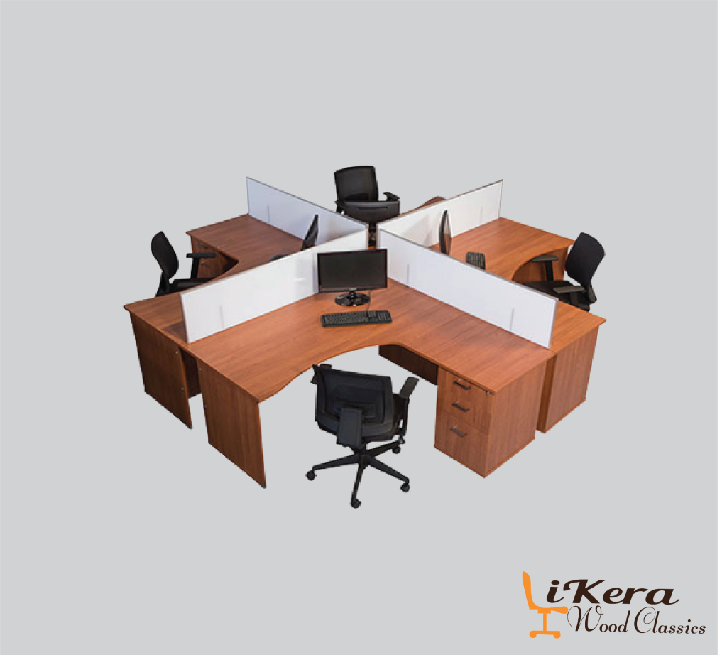 L-shaped 4-way workstation desk | Wood classics